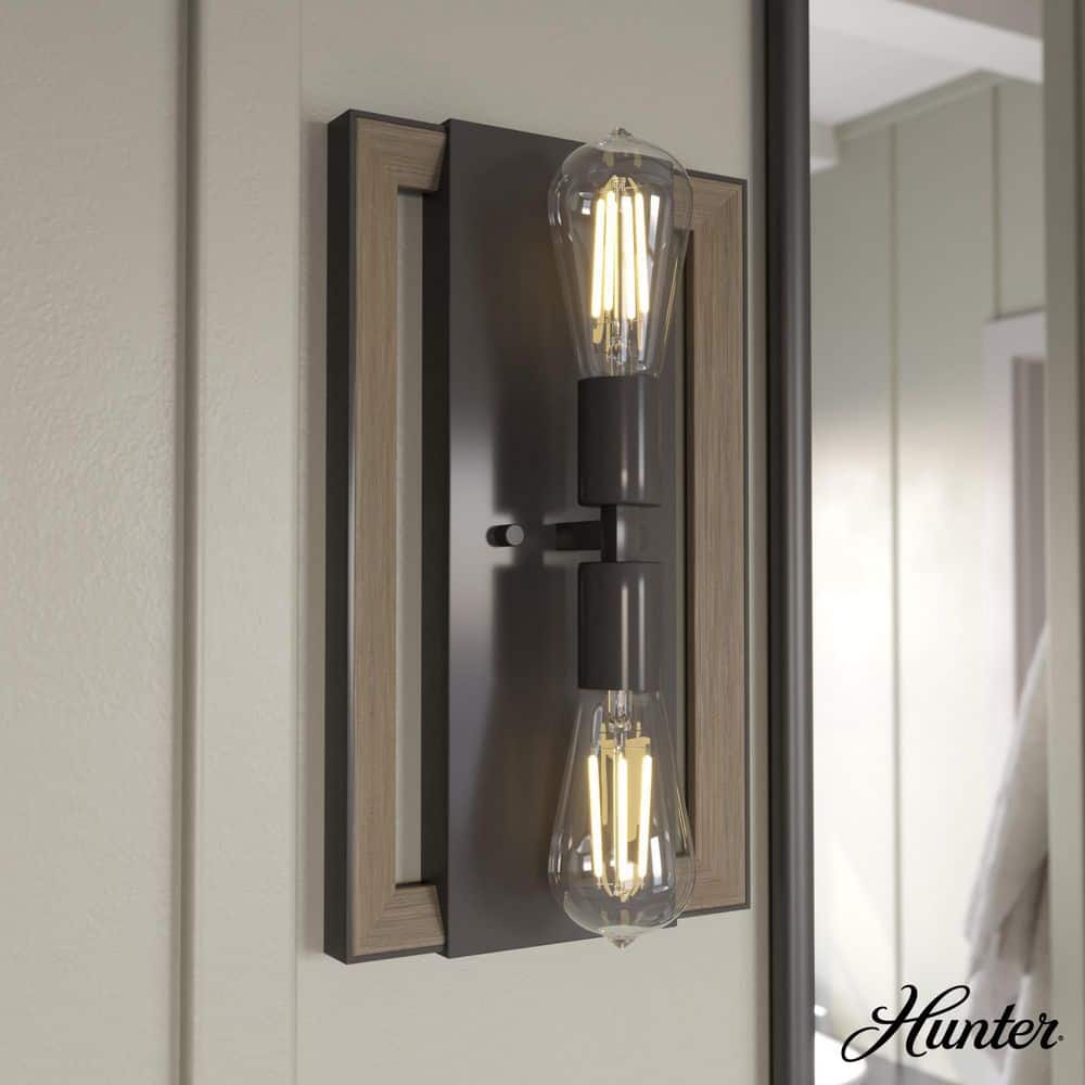 Hunter Woodburn 2-Light Noble Bronze Wall Sconce 19816 - The Home Depot
