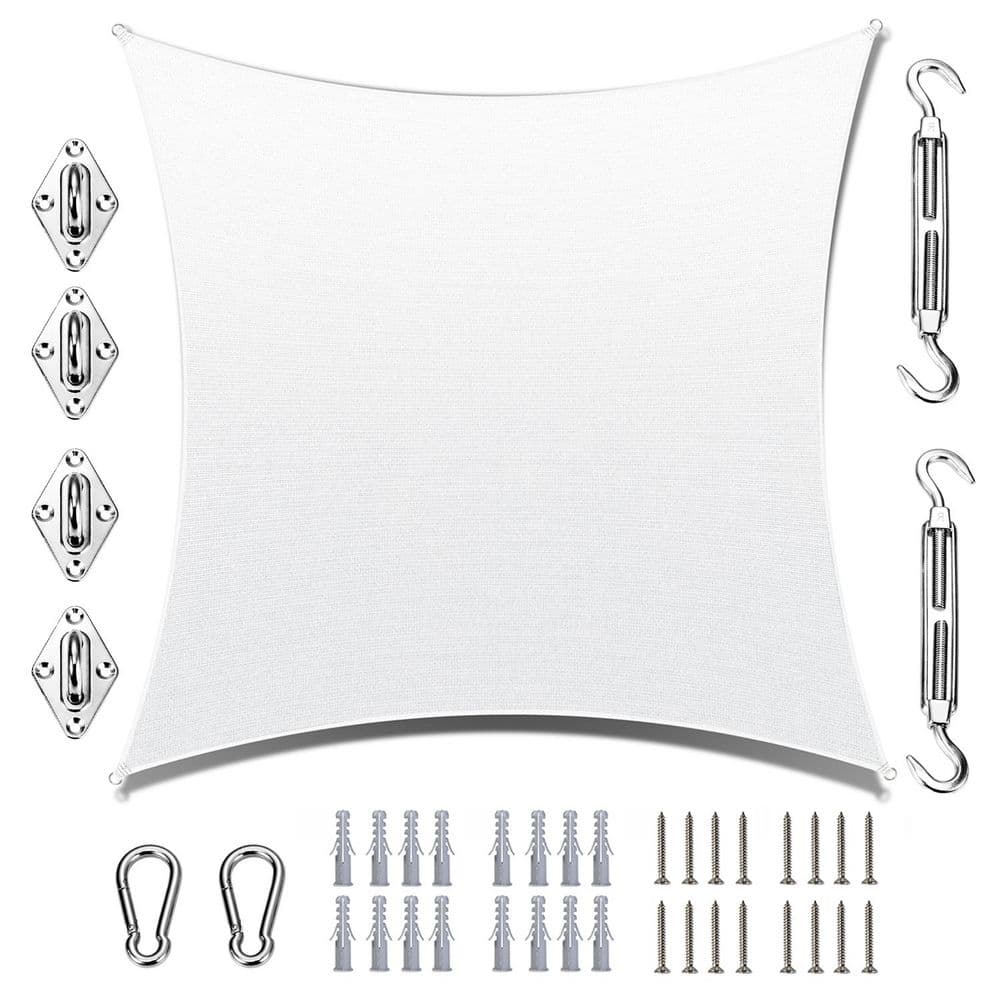 AMGO 18 ft. x 18 ft. x 18 ft. Triangle Sun Shade Sail with Hardware Kit ... AMGO 18 ft. x 18 ft. x 18 ft. Triangle Sun Shade Sail with Hardware Kit ...