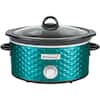 Brentwood Appliances Scallop 4.5 qt. Blue Slow Cooker with Tempered ...
