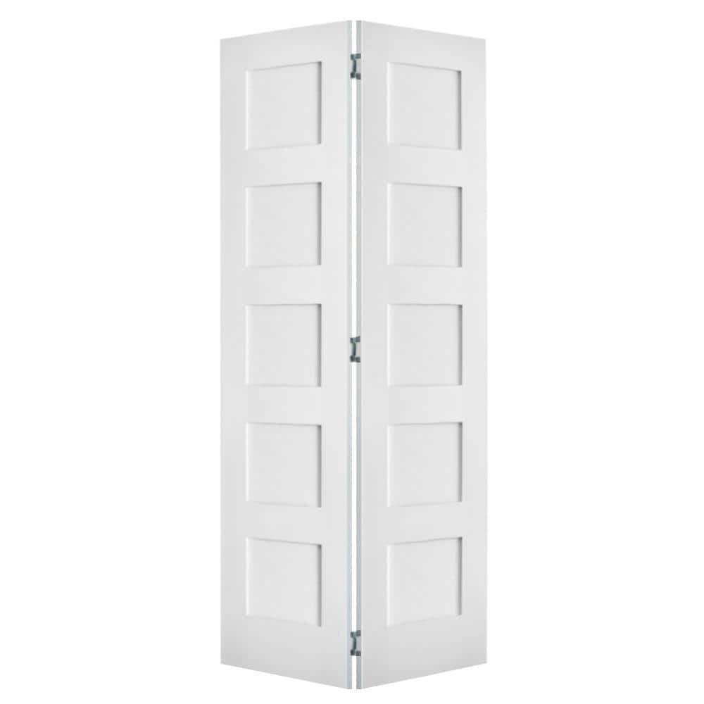 Krosswood Doors 30 in. x 80 in. Shaker 5-Panel Solid Core Primed MDF ...