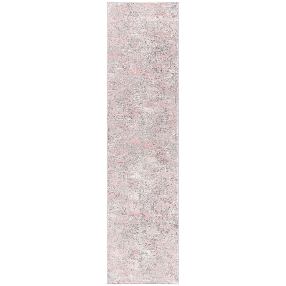 SAFAVIEH Meadow 2 ft. x 8 ft. Gray/Pink Distressed Marble Runner Rug ...