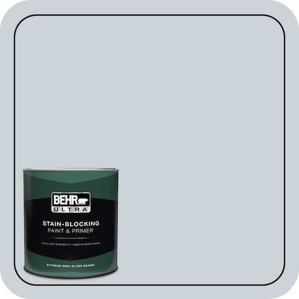 BEHR ULTRA 1 qt. #N480-1 Light Drizzle Semi-Gloss Enamel Exterior Paint ...