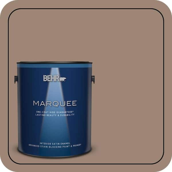 BEHR MARQUEE 1 gal. #PPU5-16 Earthnut One-Coat Hide Satin Enamel ...