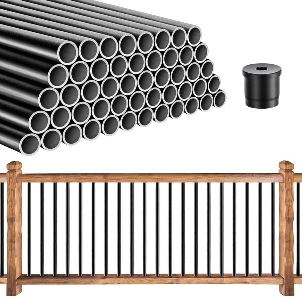 Afoxsos 26 x 3/4 Aluminum Round Deck Balusters Black Indoor Outdoor ...