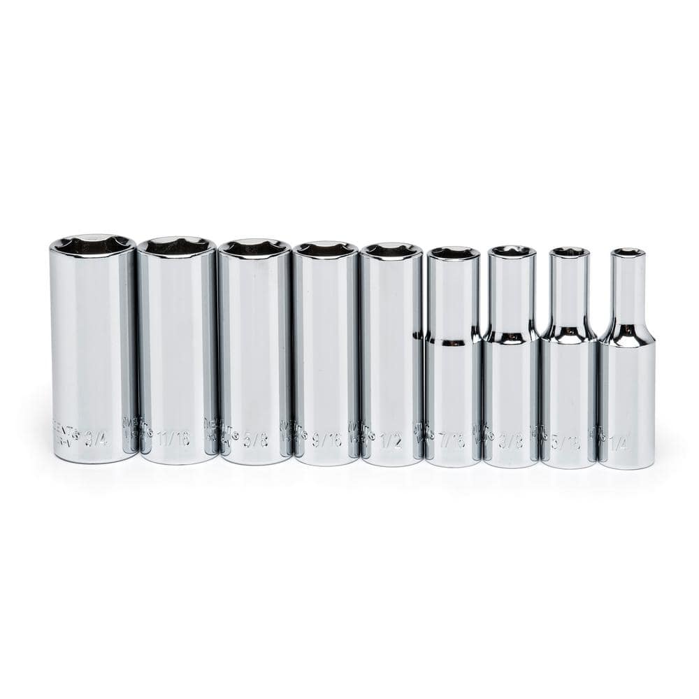 Crescent 3/8 in. Drive SAE 6-Point Deep Socket Set with Socket Rail (9 ...