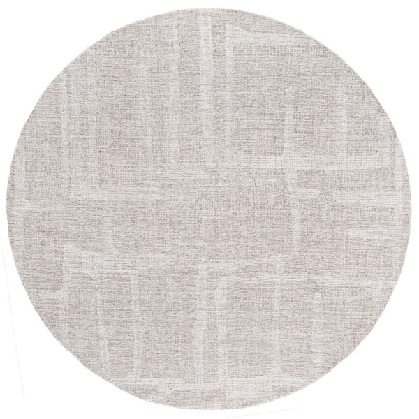 SAFAVIEH Abstract 6 ft. x 6 ft. Natural/Ivory Abstract Lines Round Area ...