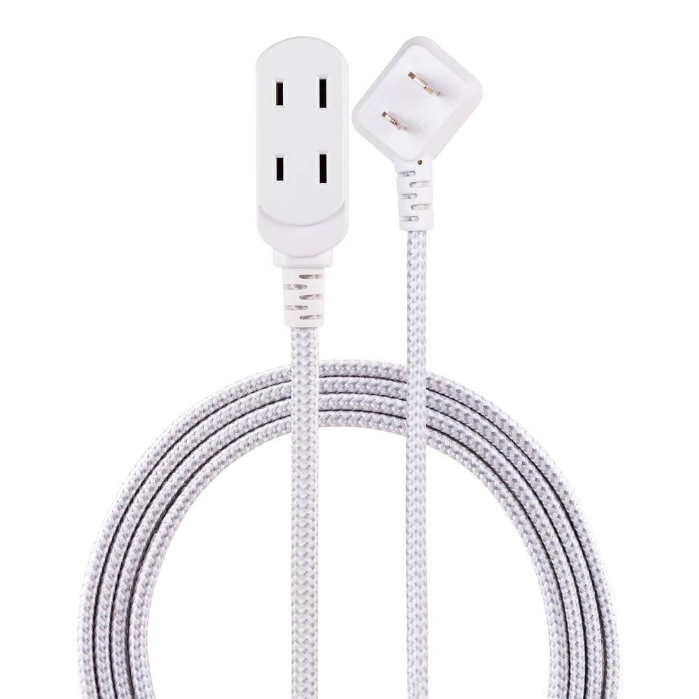 Cordinate 3-Outlet Polarized Power Strip with 15 ft. Braided Cord, Gray ...