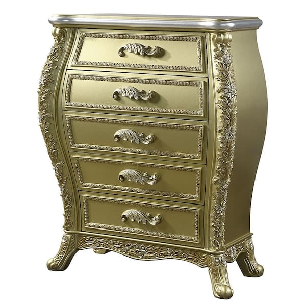 Acme Furniture Cabriole Gold Finish 5 46 in. Chest of Drawers BD01467 ...