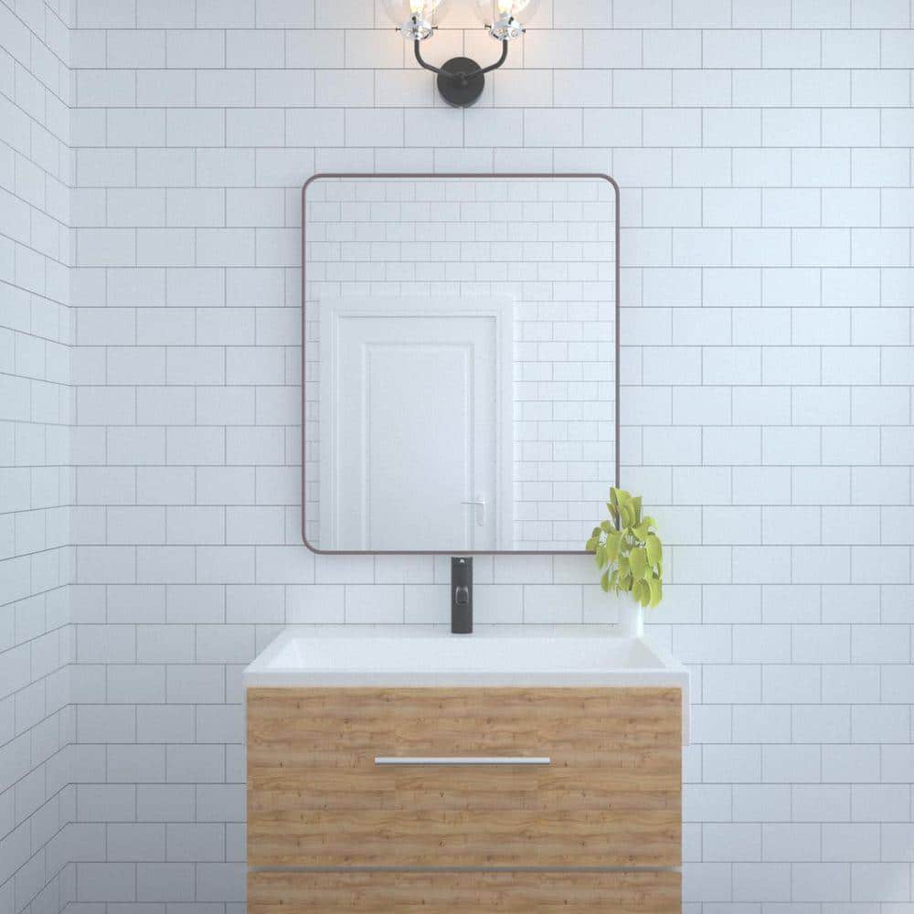 Qidian 30 in. W x 36 in. H Rectangular Framed Wall Mounted with ...