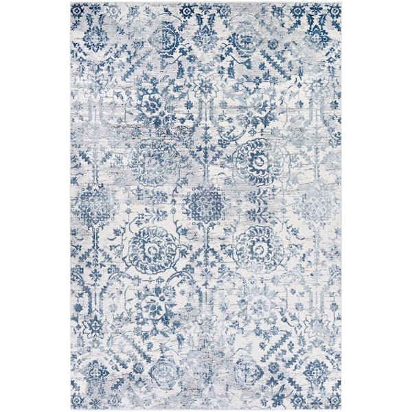 Couristan Calinda Marlowe Steel Blue-Ivory 5 ft. x 8 ft. Area Rug ...