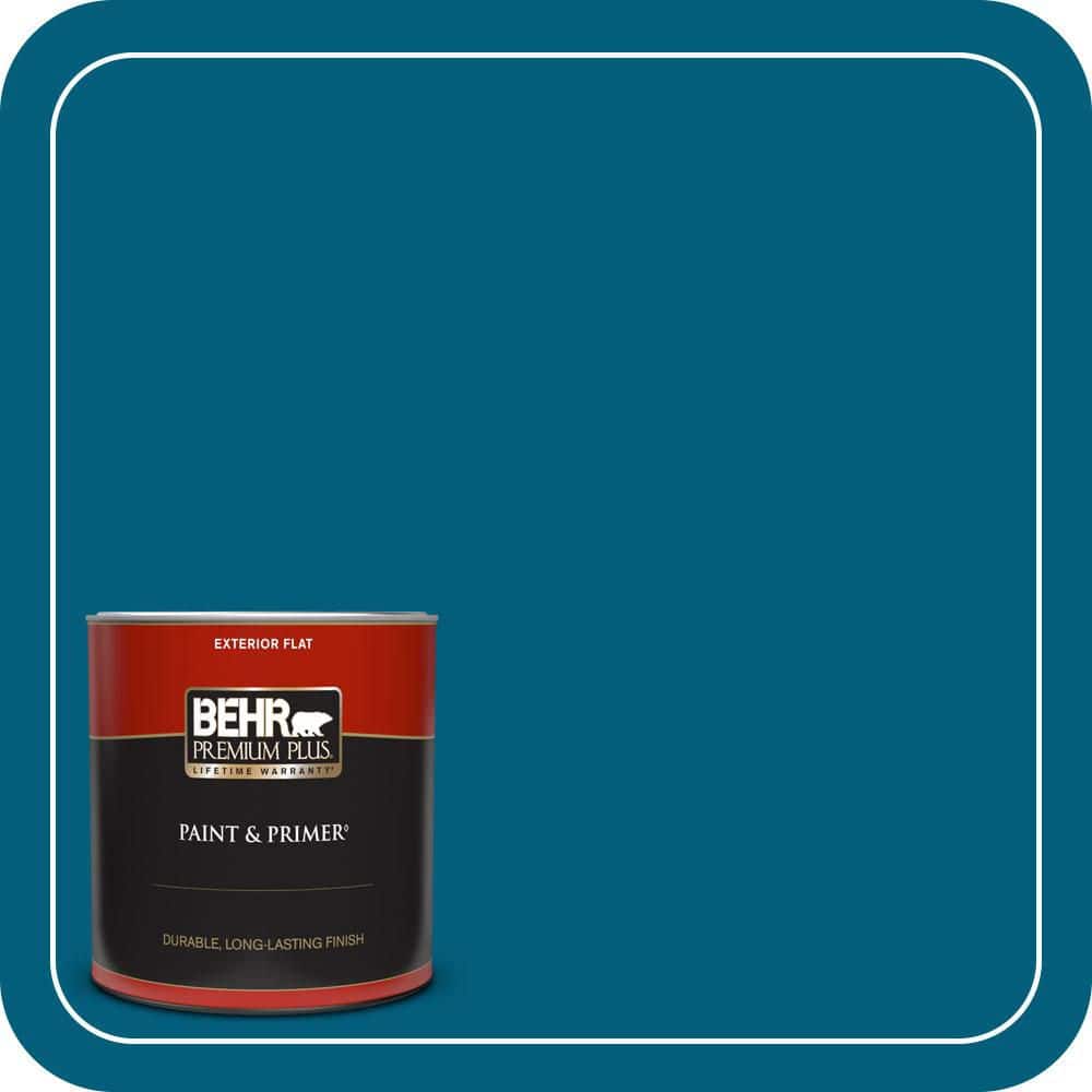 BEHR PREMIUM PLUS 1 qt. #MQ5-62 Blue Edge Flat Exterior Paint & Primer ...