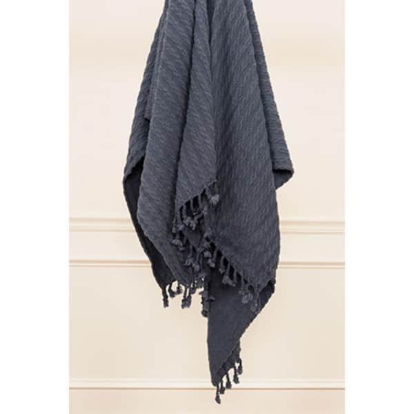 HomeRoots Blue/ Gray Striped Cotton Throw Blanket 2000518781 - The Home ...