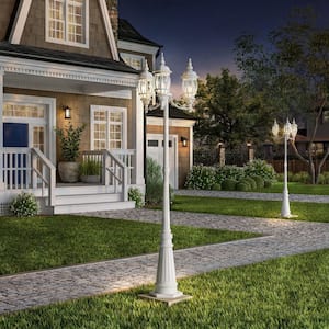 Bel Air Lighting Parkway 7.6 ft. 3-Light White Outdoor Lamp Post Light ...