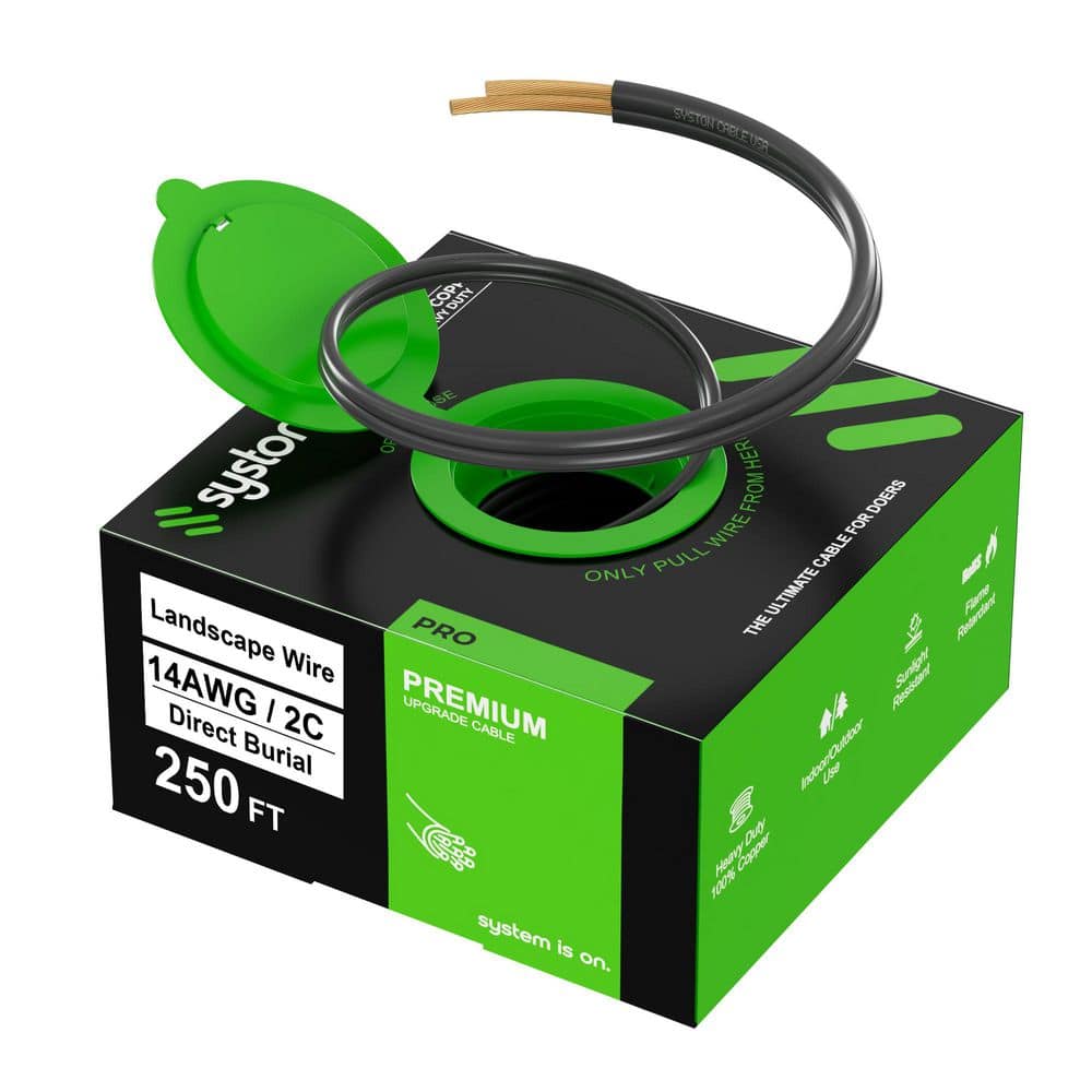 Syston Cable Technology 250 FT. Black 14/2 Stranded Bare Copper Low ...