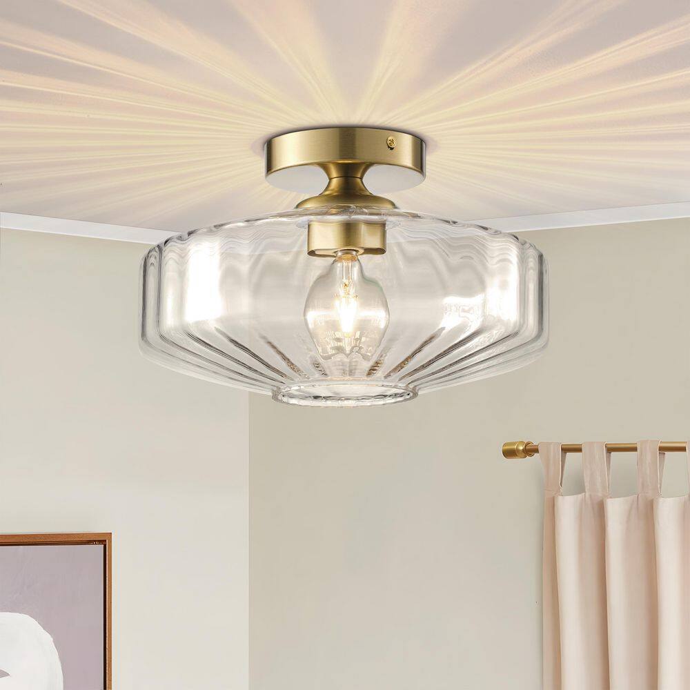 TinHon 12 in.Modern Clear Glass Semi Flush Mount Ceiling Light E26 ...
