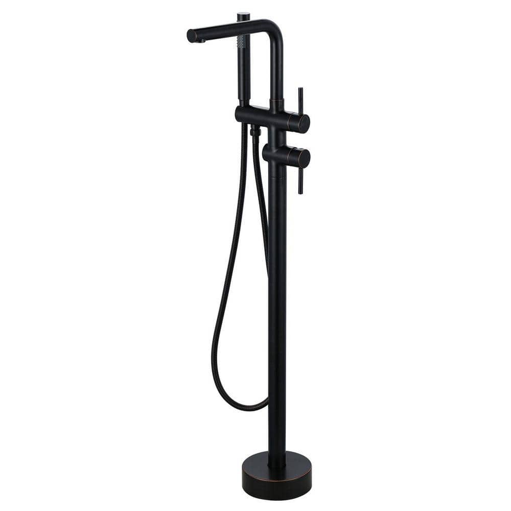 ALEASHA Single Handle Brass Freestanding Bathtub Faucet Floor Mount Tub ...