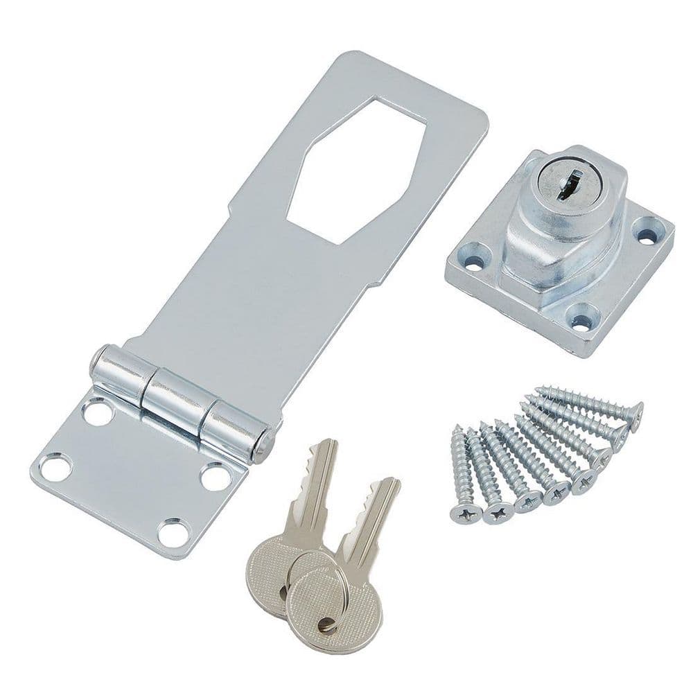Everbilt 4-1/2 in. Zinc-Plated Key Locking Safety Hasp 33626 - The Home ...