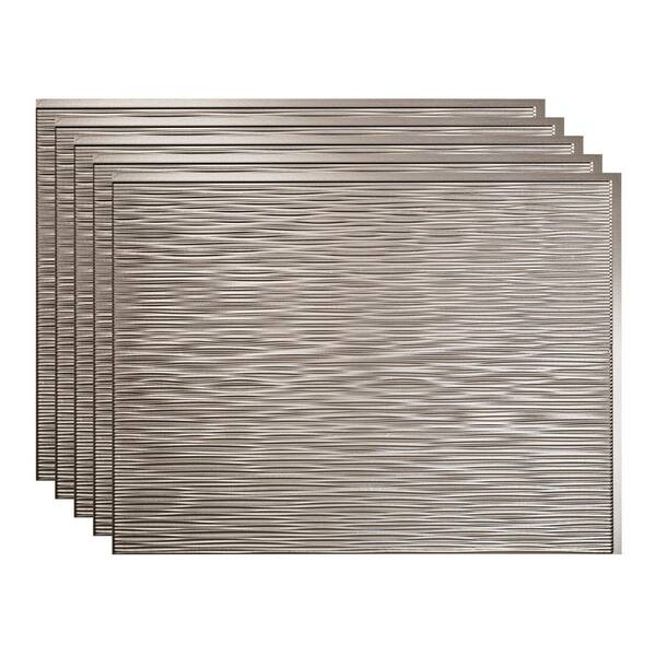 Fasade 18.25 in. x 24.25 in. Ripple Vinyl Backsplash Panel in Brushed ...