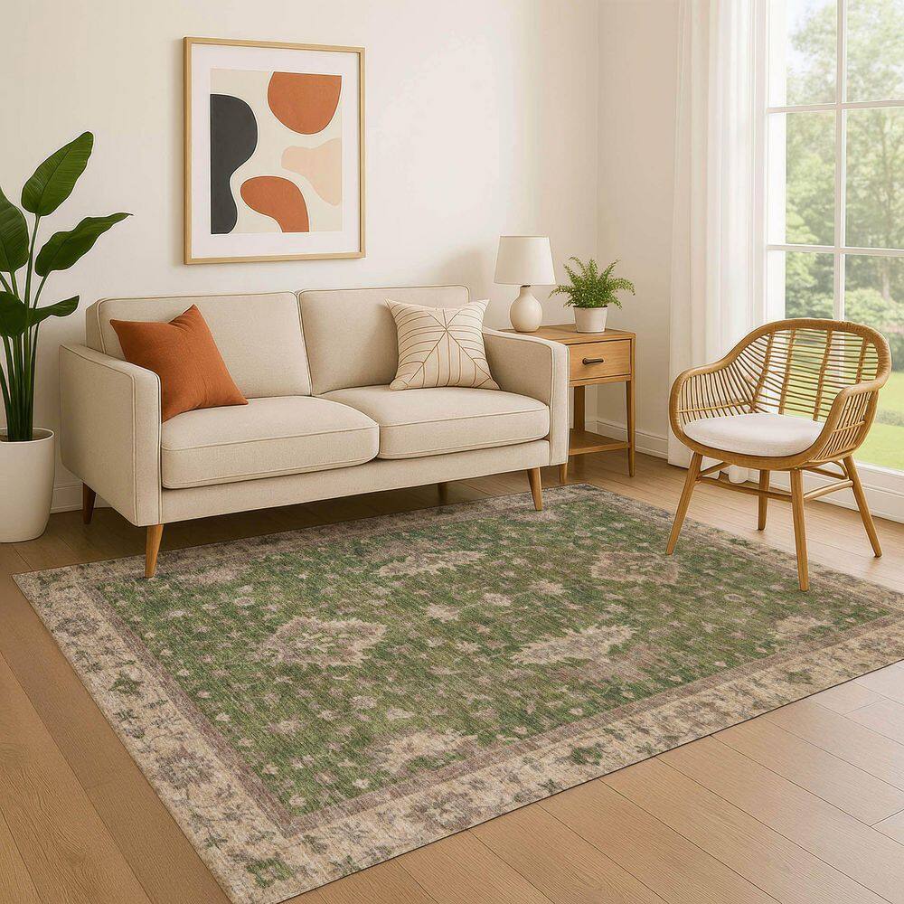 Addison Rugs Mayfield Premium Machine Washable Abstract AMF1739 Aloe 3 ...