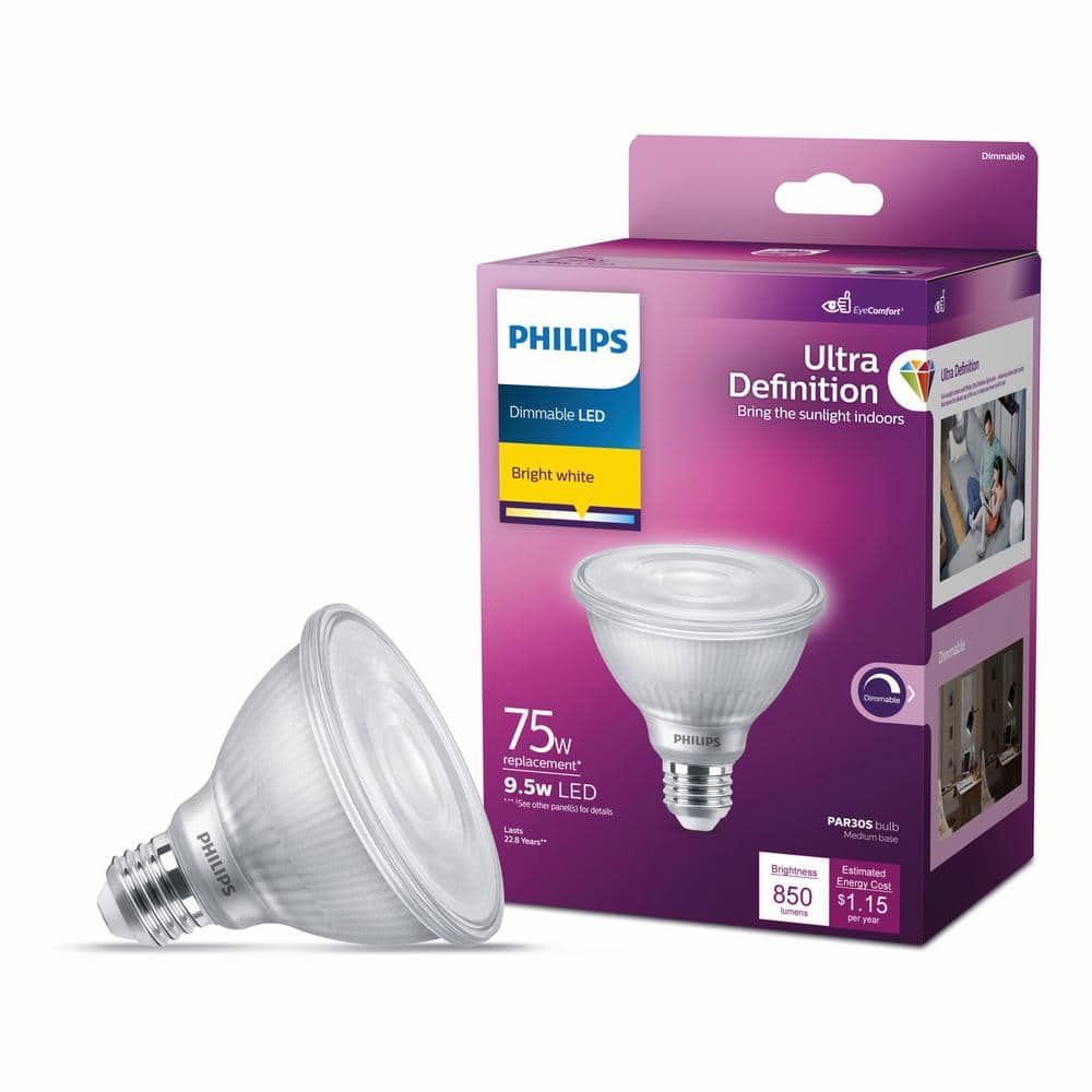 Philips 75-Watt Equivalent PAR30s Ultra Definition Dimmable High Output ...