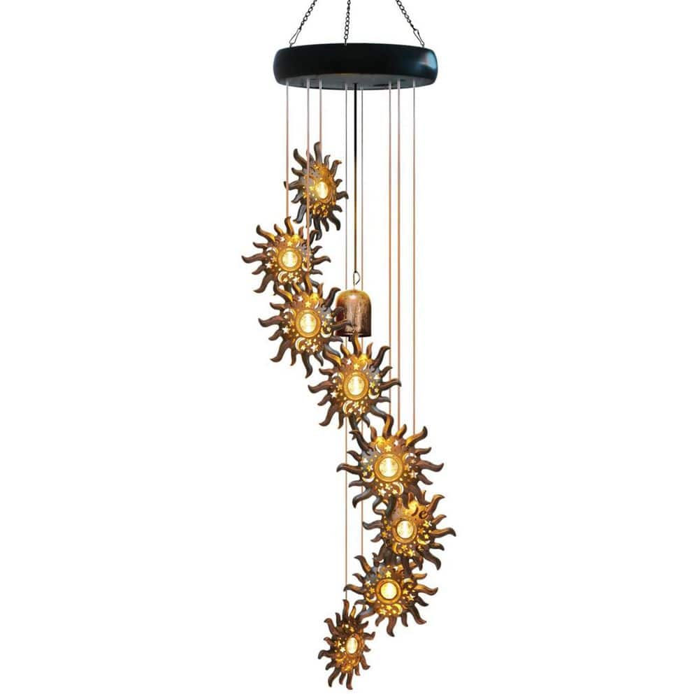Solar Sun Moon Star Wind Chimes Outdoor D0CQZS42VR - The Home Depot