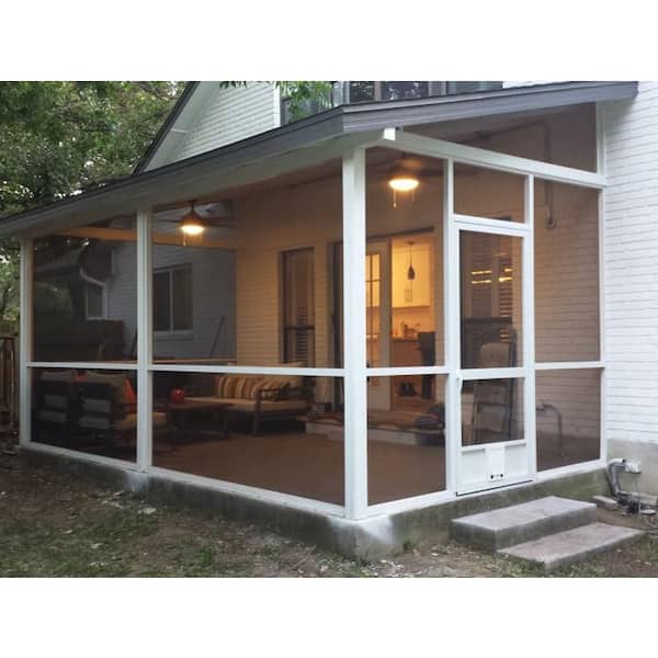 EZ Screen Room 8 ft. x 8 ft. White Aluminum Frame Screen Wall Kit with ...