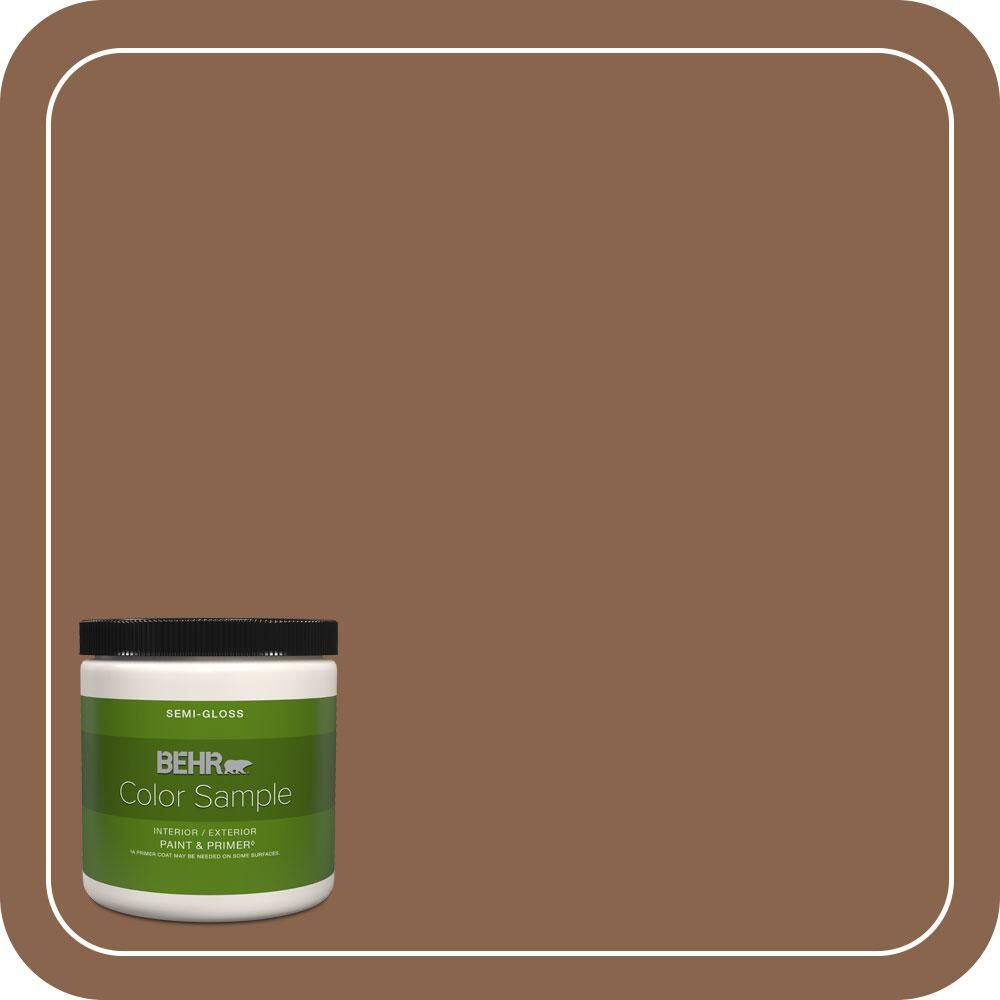 BEHR PREMIUM PLUS 8 oz. #S220-7 Molasses Semi-Gloss Interior/Exterior ...