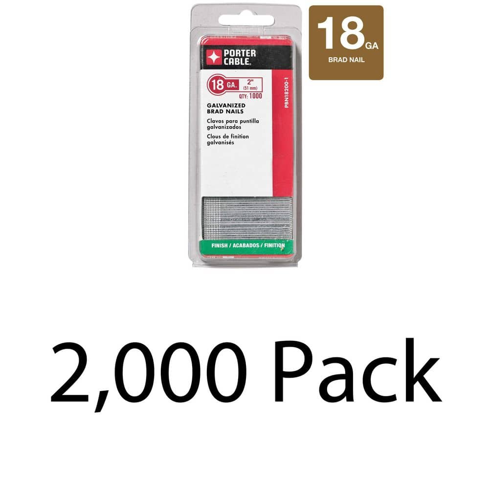 Porter-Cable 2 in. x 18-Gauge Brad Nail 2 Boxes (1000 per Box) PBN18200 ...