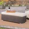 Outdoor Patio Wicker Bench, Storage Stool with Removable Cushion, for ...