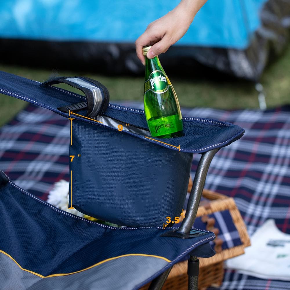 Buy Oversized Folding Camping Chair With Cooler Bag Deluxe Blue Chair ...