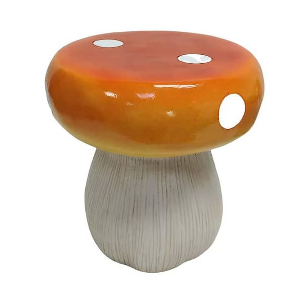 Sudzendf 13.8-inch Orange Plastic Resin Outdoor Garden Stool, Mushroom ...