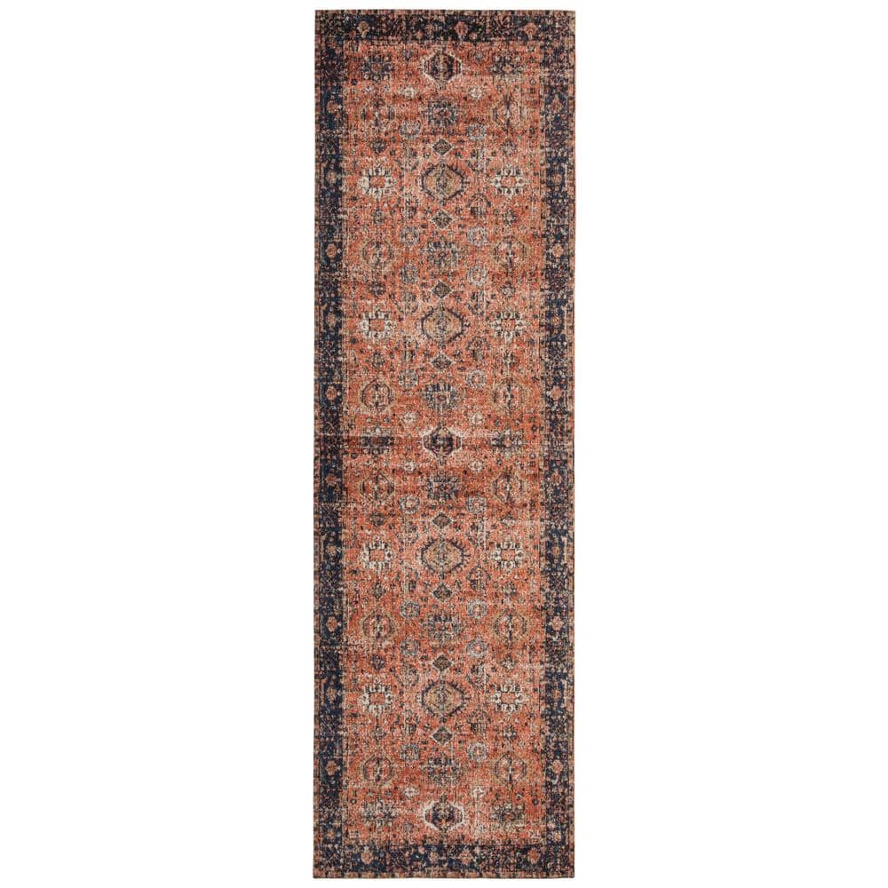 SAFAVIEH Classic Vintage Rust/Navy 2 ft. x 6 ft. Medallion Runner Rug ...