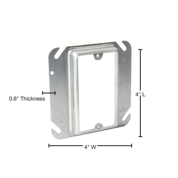 Steel City 5/8 in. Raised 4 in. Square Single Gang Mud Ring (52C1458 ...
