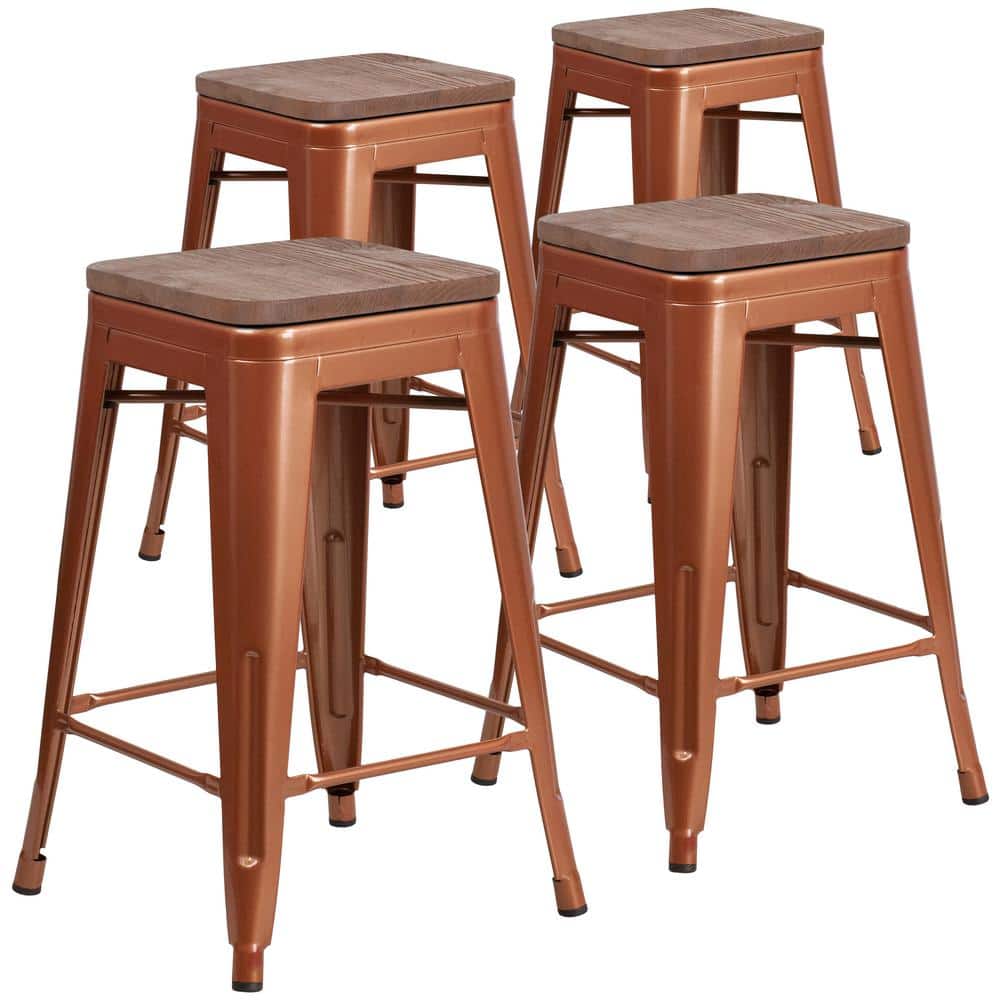 Carnegy Avenue 24 in. Copper Bar Stool (4-Pack) CGA-ET-250708-CO-HD ...