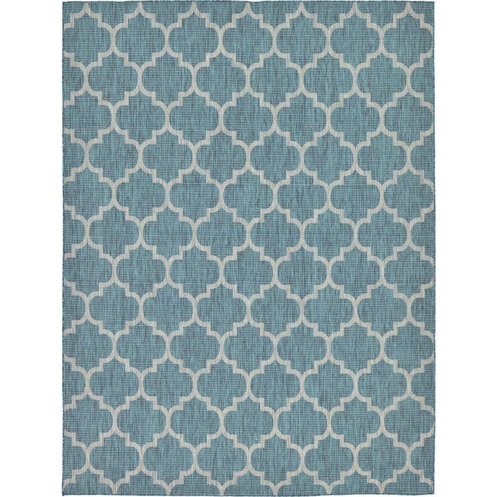 Unique Loom Outdoor Trellis Teal 9' 0 x 12' 0 Area Rug 3129046 - The ...