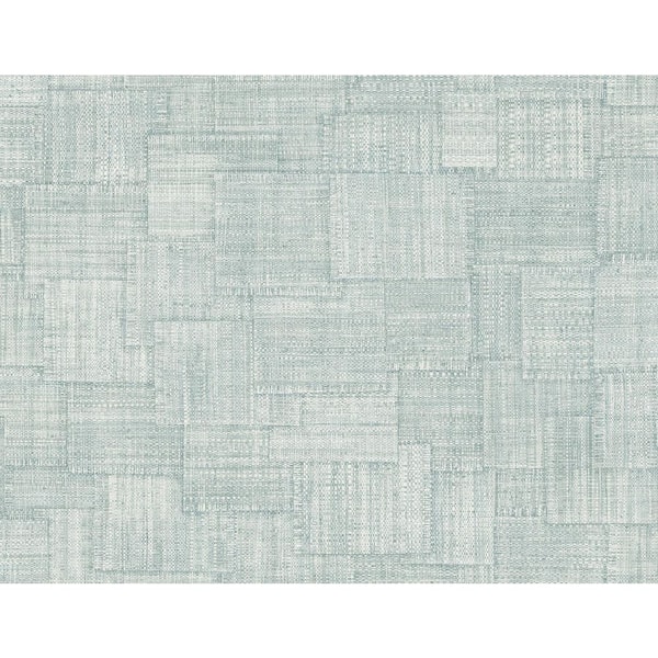 Seabrook Designs 60.75 sq. ft. Sky Blue Woven Blocks Embossed Vinyl ...