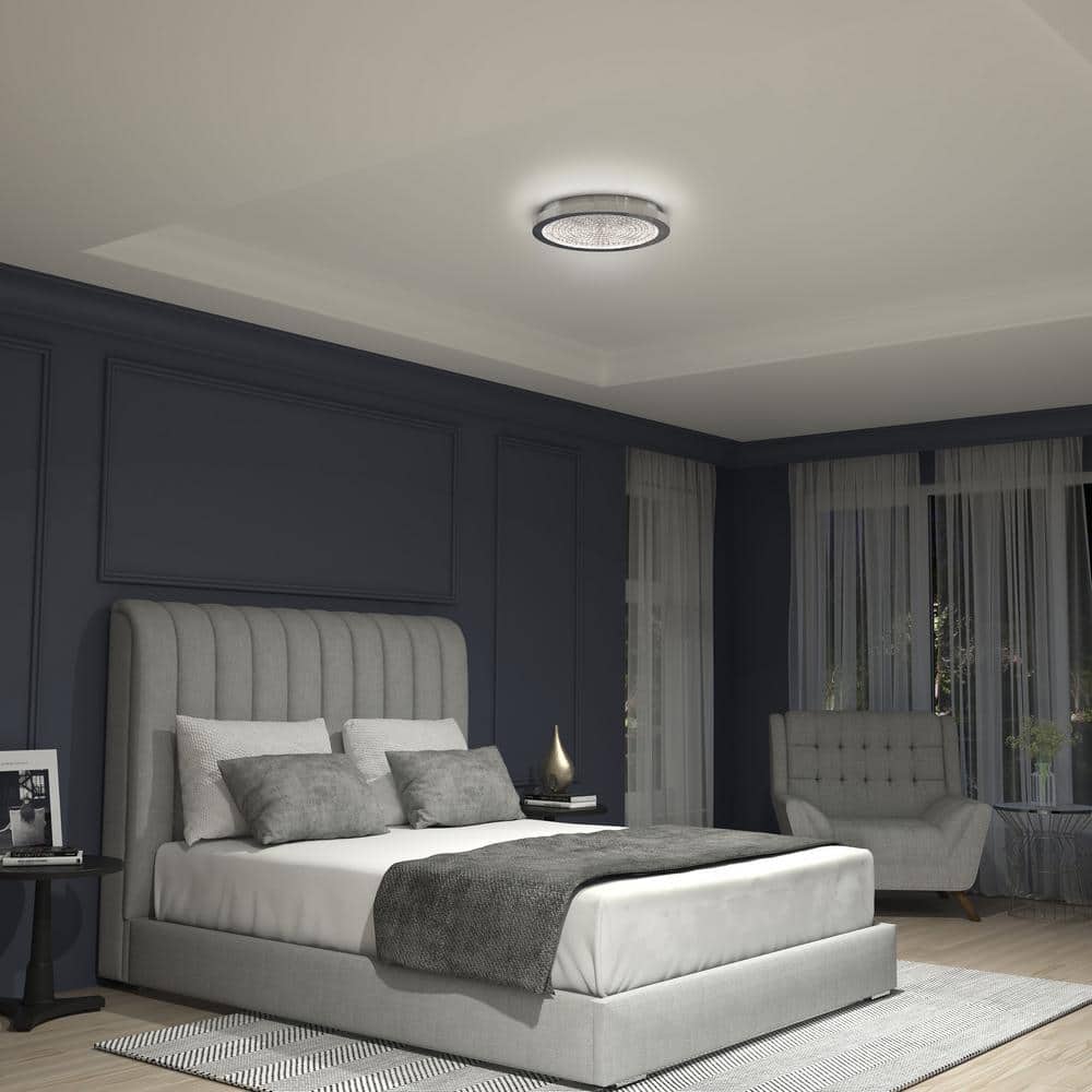 Artika Glam 13.5 in. 1-Light Modern Chrome Integrated LED Flush Mount ...