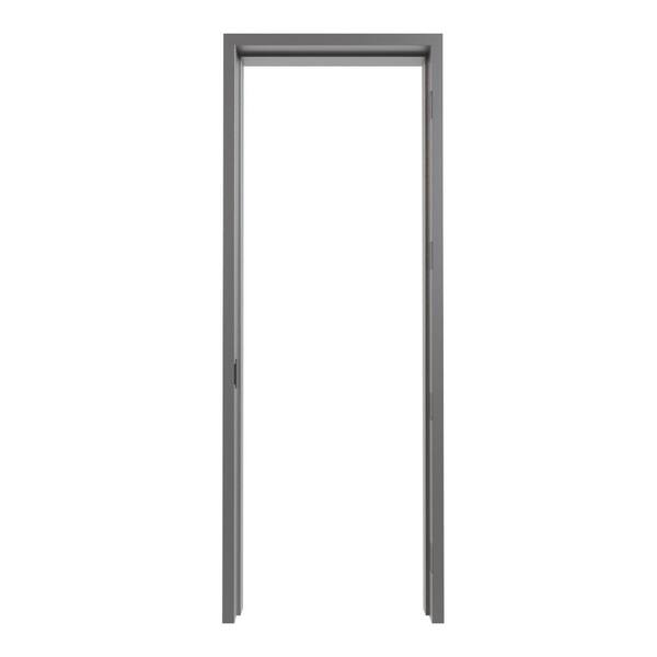 FORTIS DOORS 40 in. x 96 in. Gray Primed Right-Hand Steel Knock Down ...