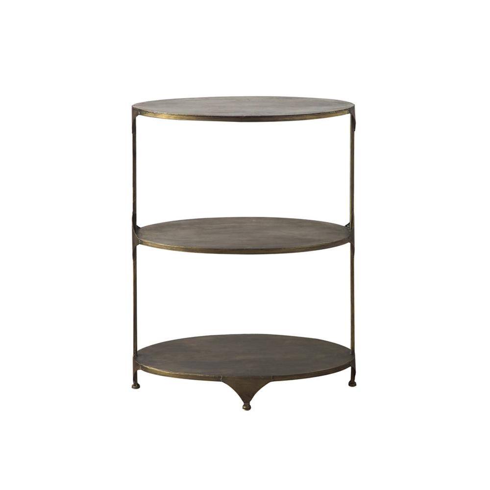 Storied Home Collected Notions 30.75 in. Antique Gold Oval Metal 3-Tier ...