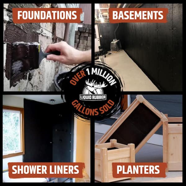 LIQUID RUBBER Foundation Sealant 5 Gal. Black Waterproof Coating for ...