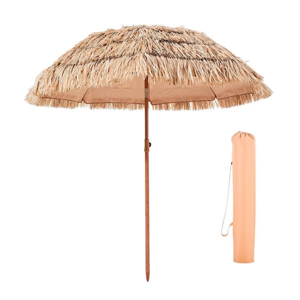 SVOPES 6 ft. Thatched Tiki Umbrella, Hawaiian-Style Patio Parasol ...