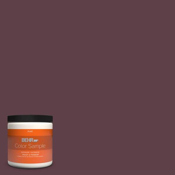 BEHR PREMIUM PLUS 8 oz. #QE-63 Napa Wine Flat Interior/Exterior Paint ...
