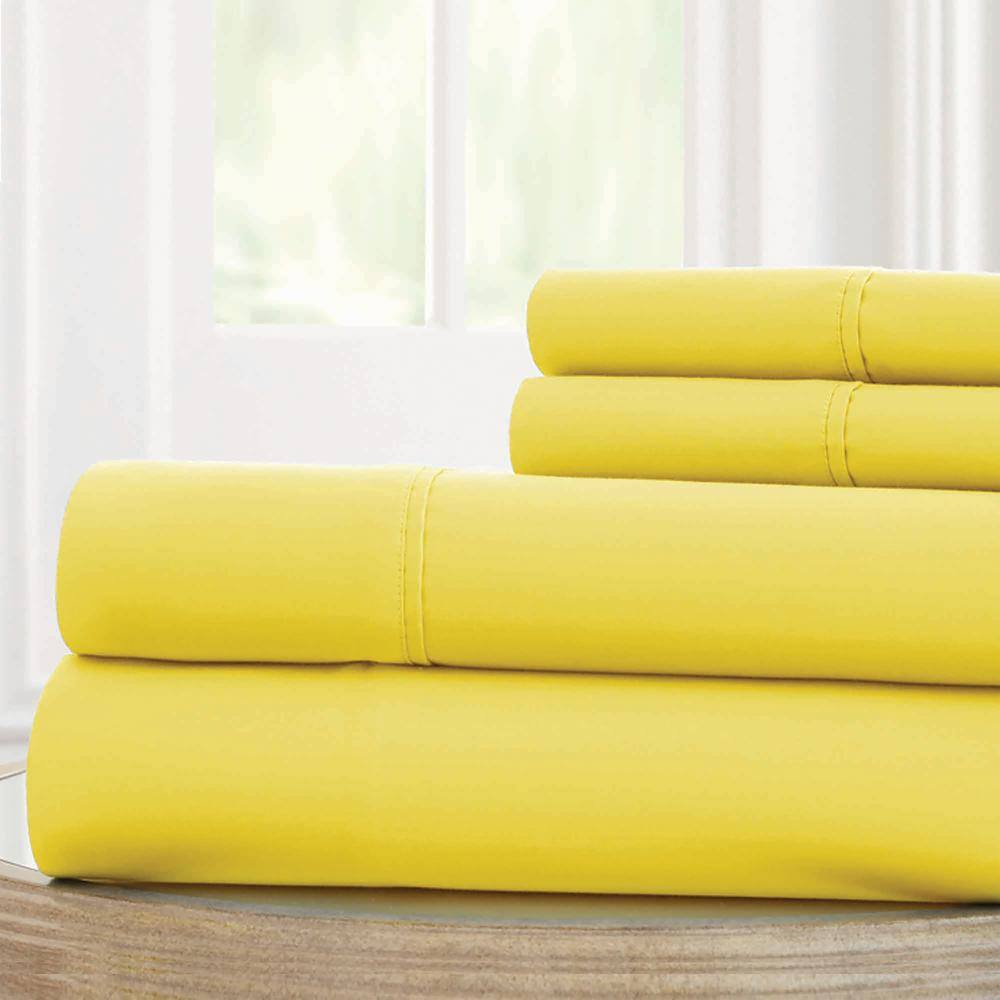 MODERN THREADS 1800 Series 100 gsm Yellow Queen Solid Microfiber 4 ...
