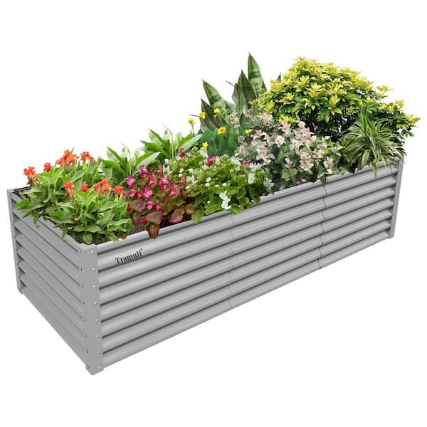 8 x 3 x 2 ft. Galvanized Steel Rectangle Outdoor Raised Garden Beds ...
