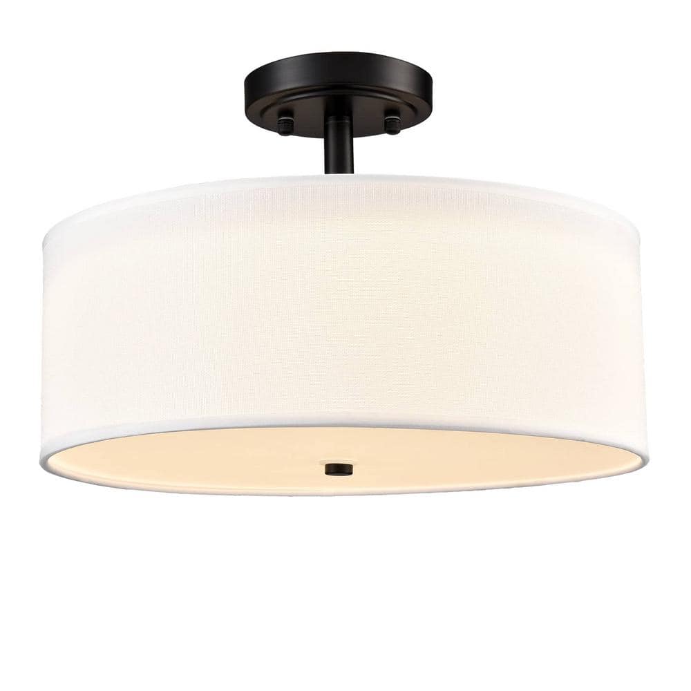 CLAXY 18.11 in. 0-Light Black Flush Mount with No Glass Shade and No ...