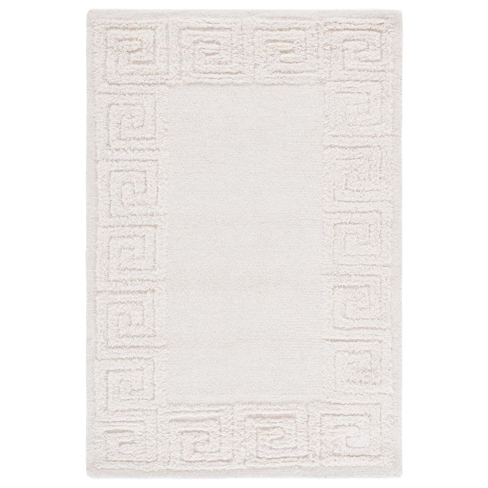 SAFAVIEH Metro 4 ft. x 6 ft. Ivory Meander Border Area Rug MET276A-4 ...