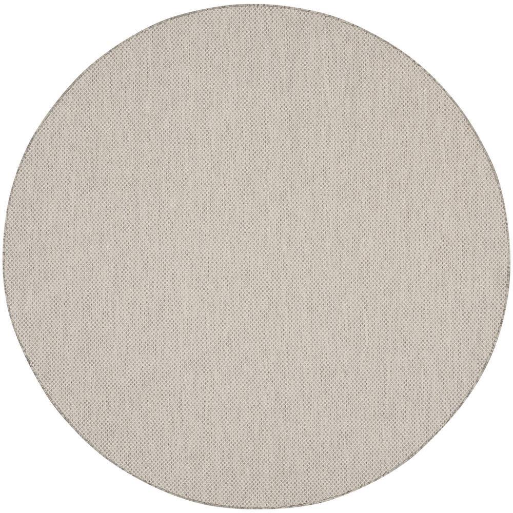 Nourison Courtyard Ivory/Silver 8 ft. x 8 ft. Round Solid Geometric ...