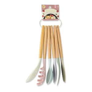 Core Kitchen Mixed Color 6 Pieces Beechwood and Silicone Utensil Set ...