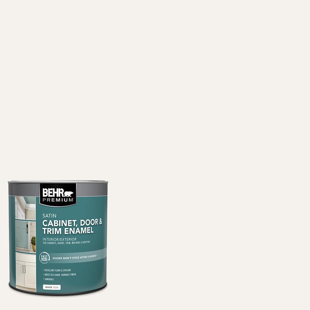 BEHR PREMIUM 1 qt. #PR-W14 Bit of Sugar Satin Enamel Interior/Exterior ...
