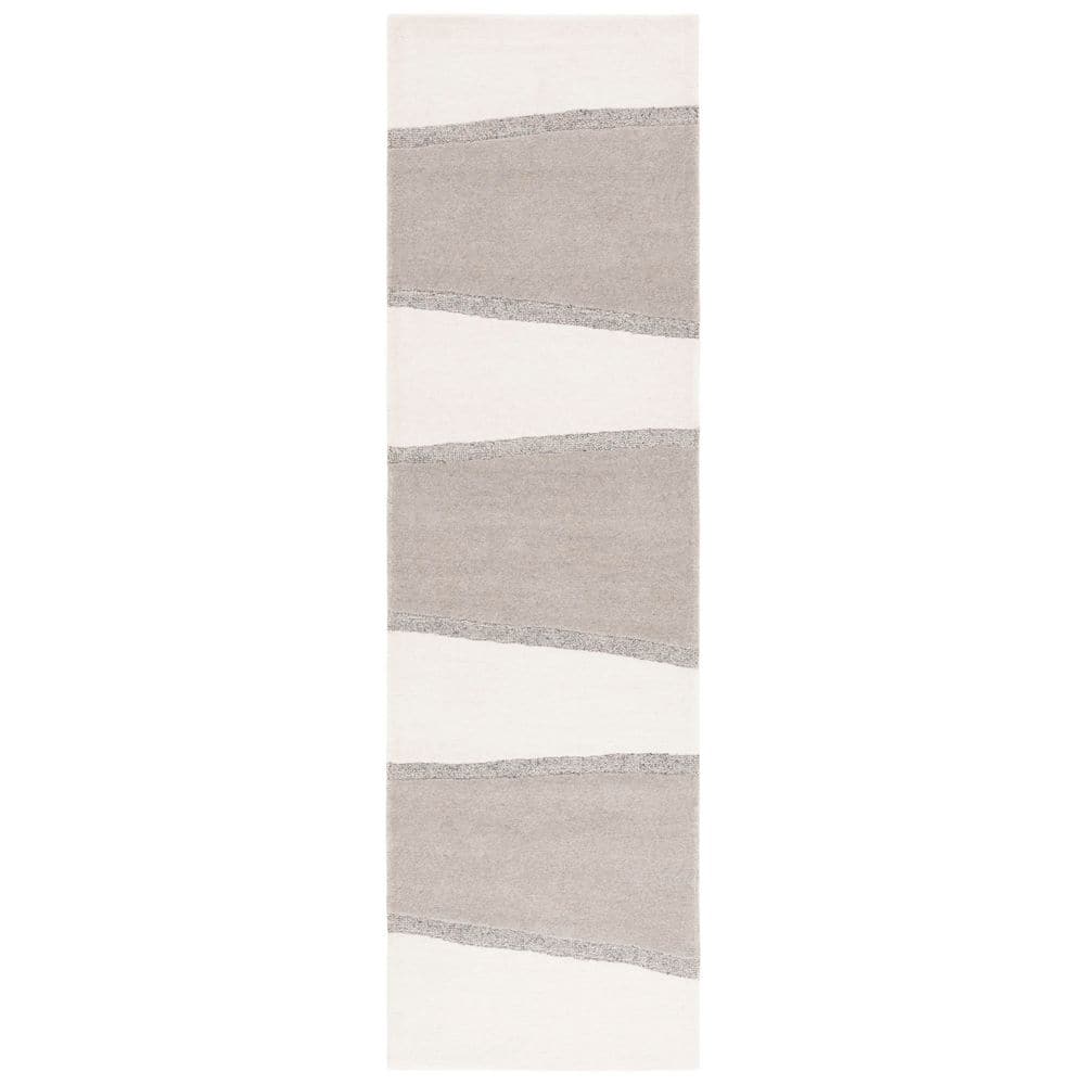 SAFAVIEH Fifth Avenue 2 ft. x 8 ft. Ivory/Gray Solid Parallel Runner ...